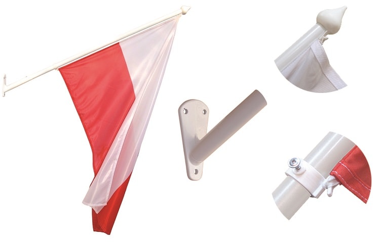 Porte-drapeau aluminium 130cm pour façade. Support mural pour drapeau ...